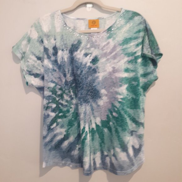 Ruby Rd. | Tops | Ruby Rd Tie Dye Tshirt With Studs Around The Neck ...